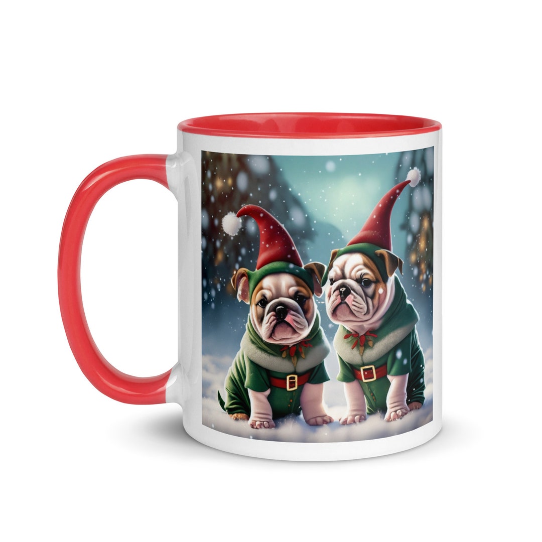 Merry Christmas Bulldog Puppy Elves Santa's Dog Helpers Pet Lovers Mug ...