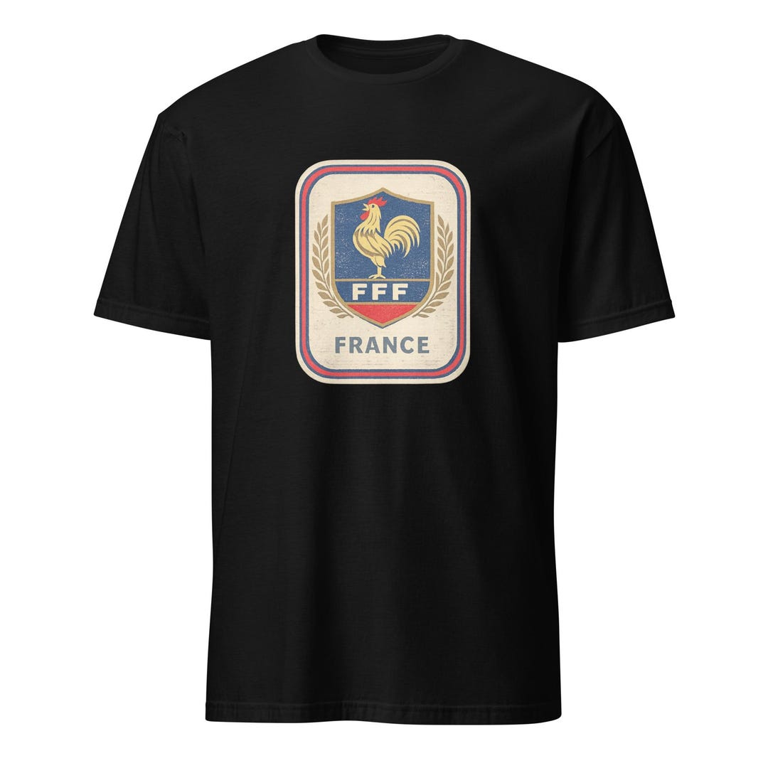 Vintage France Football Emblem Retro FFF Rooster Crest Tee French ...