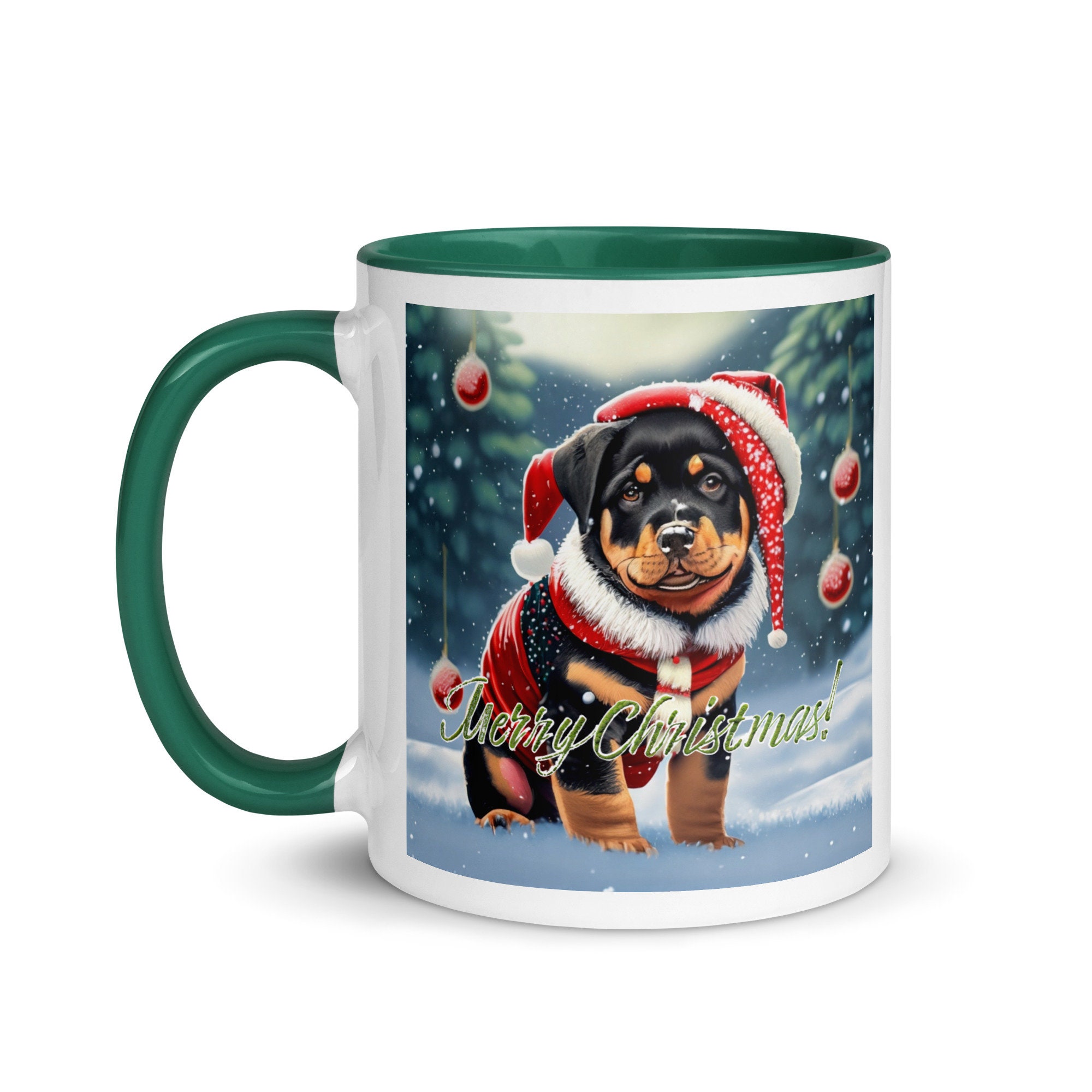 Rottweiler Puppy Merry Christmas Santa Puppies Snowy Winter Wonderland ...