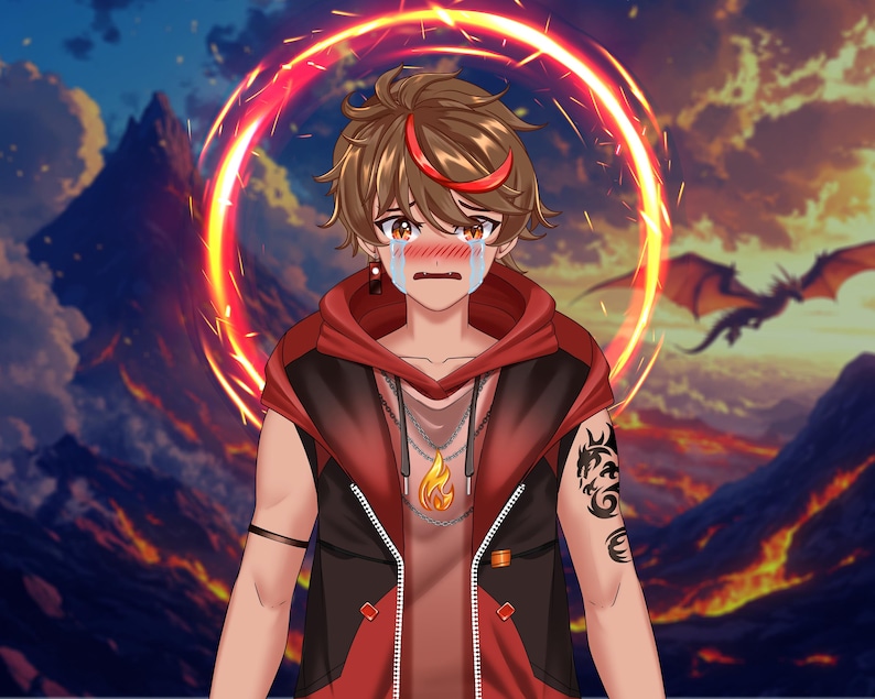 Premade Vtuber Model Male - Full Live2d Rigging for Streaming - Fire ...