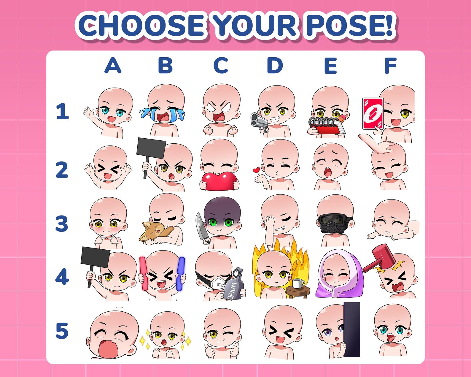 Custom Chibi Stream Emotes | Vtuber & Twitch Emotes (static / Animated ...