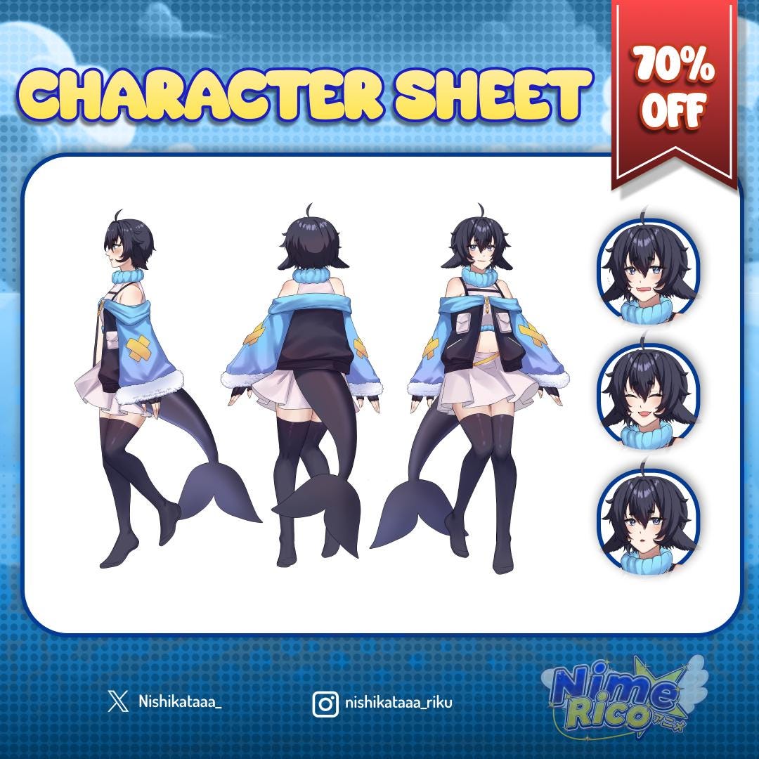 Custom Furry Character Sheet | Vtuber Reference Art | Fursona ...