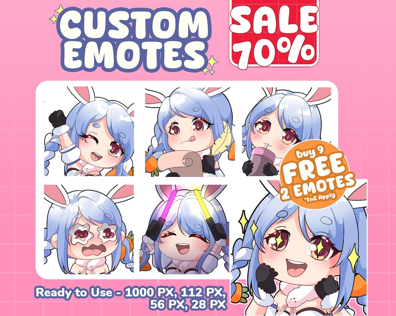 Custom Chibi Stream Emotes | Vtuber & Twitch Emotes (static / Animated ...