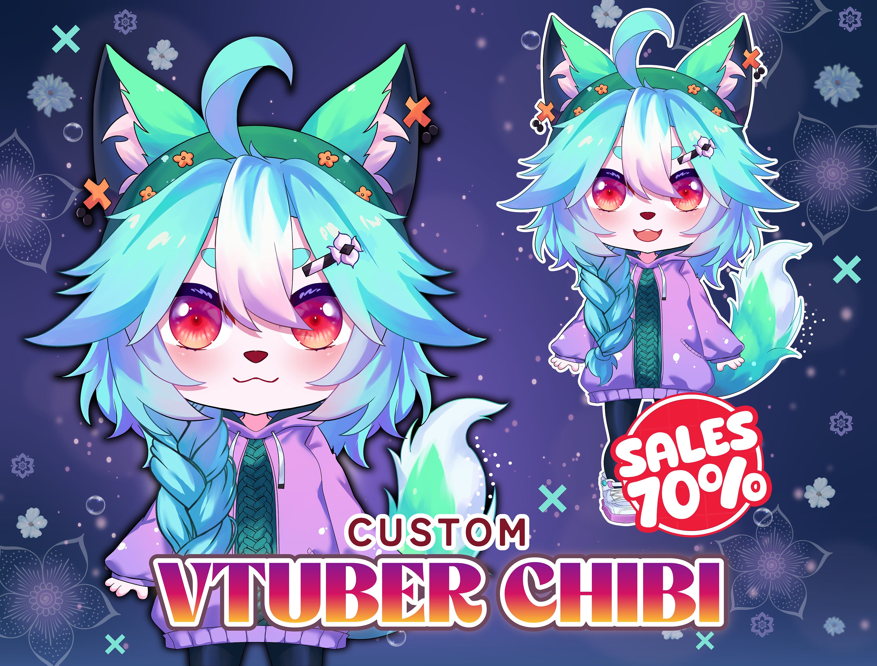 Custom Chibi Vtuber Model Commission | Anime Vtuber Avatar for ...