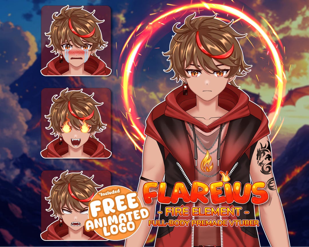 Ready to Use Fire Elemental | Vtuber Model | Complete With Full Rigging ...