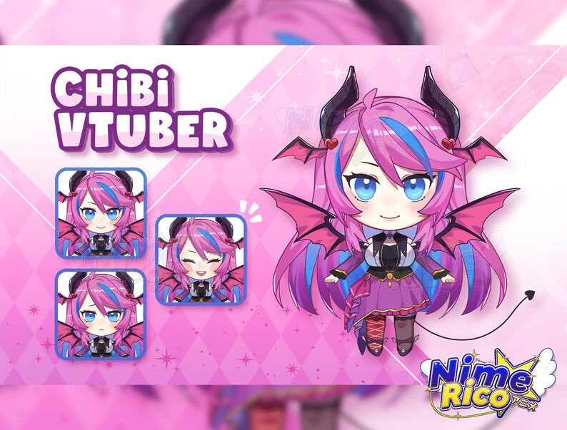 Custom Chibi Vtuber Model: Anime Art, Live2d Character Design & Rigging ...