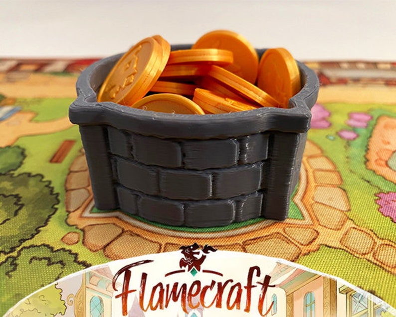 Flamecraft Upgraded Gold Tokens & 3D Coin Well - Board Game Enhancement ...