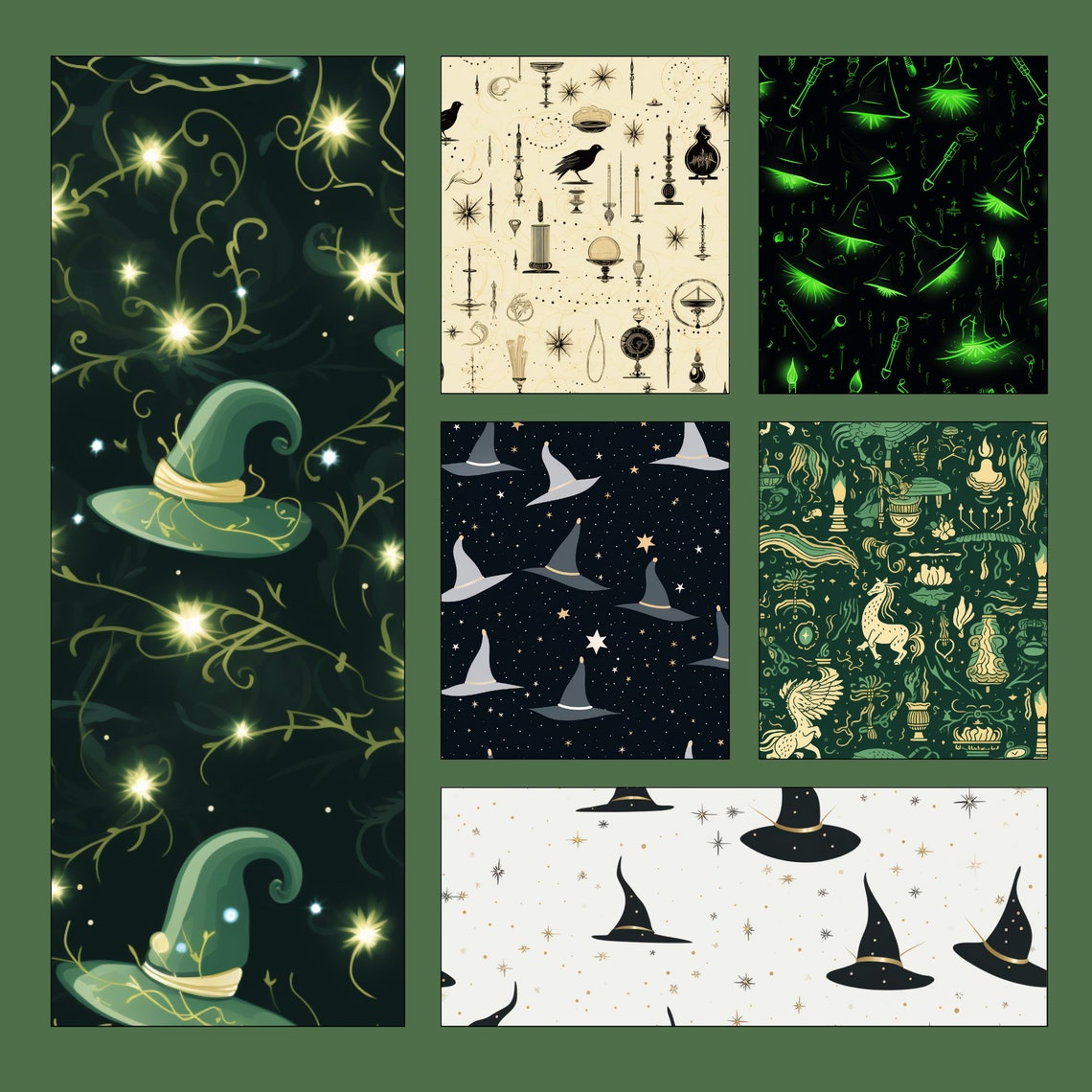 Wizard Pattern Digital Paper, Seamless Pattern, Wizard Junk Journal ...