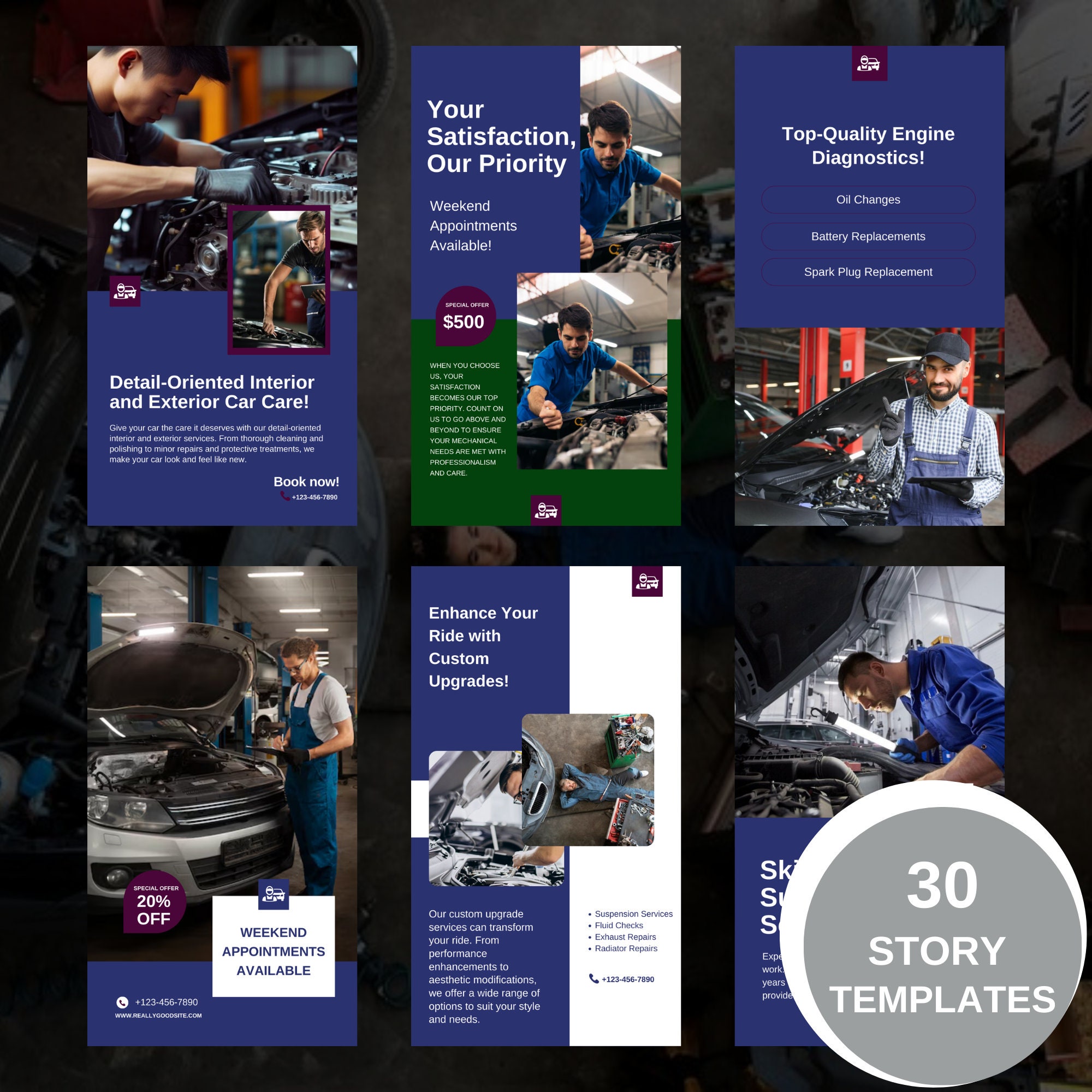 Auto Mechanics 60 Editable Templates 30 Social Media Stories 30 Social ...