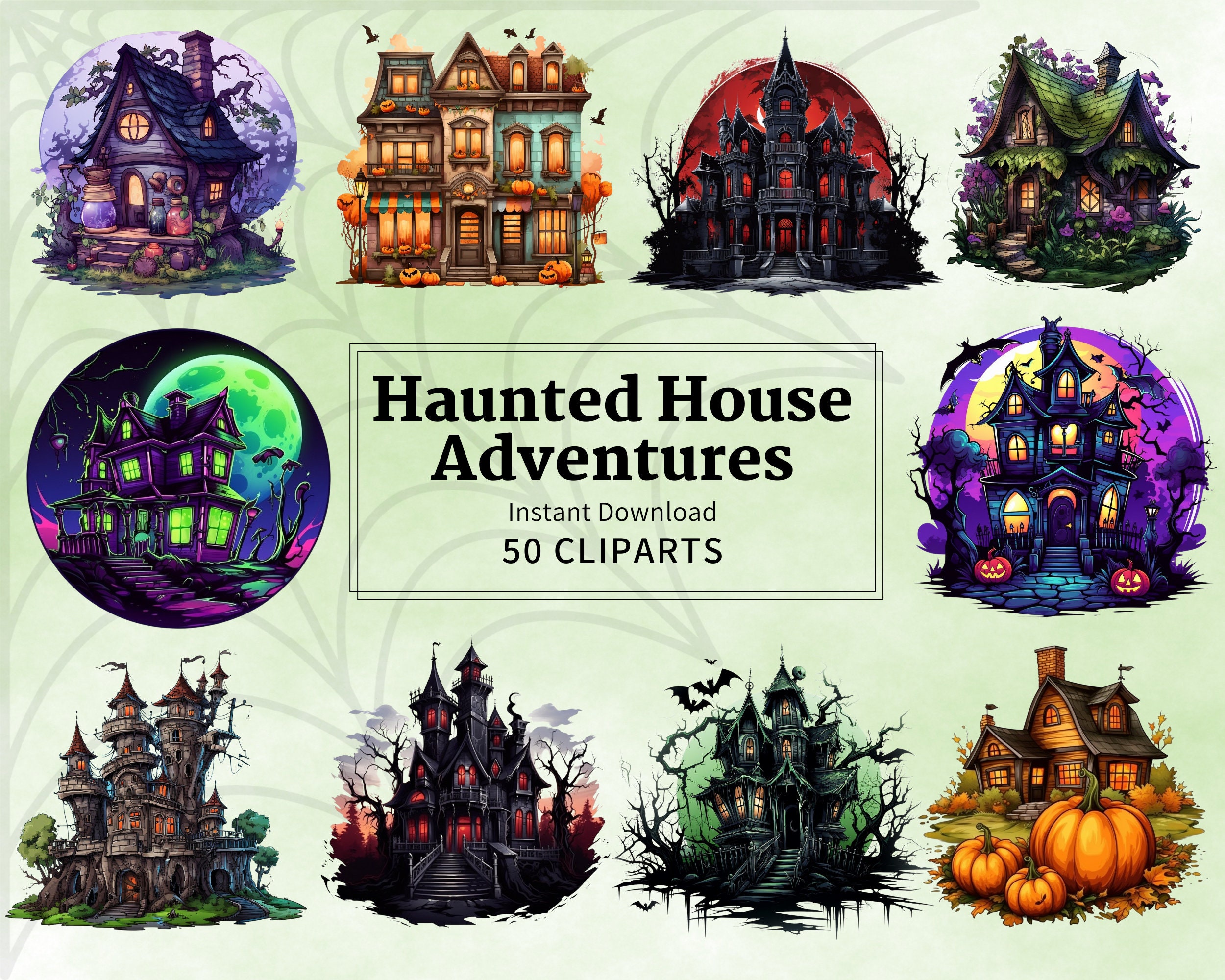50 Haunted House Cliparts Scary Mansion Designs for Halloween ...