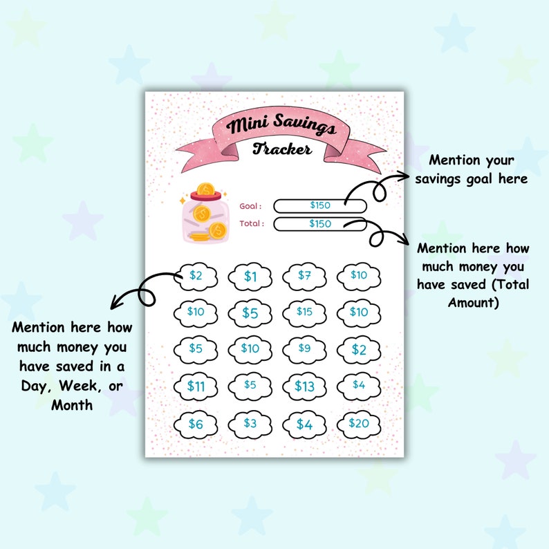 Mini Savings Tracker Editable Tracker Printable Savings Tracker ...