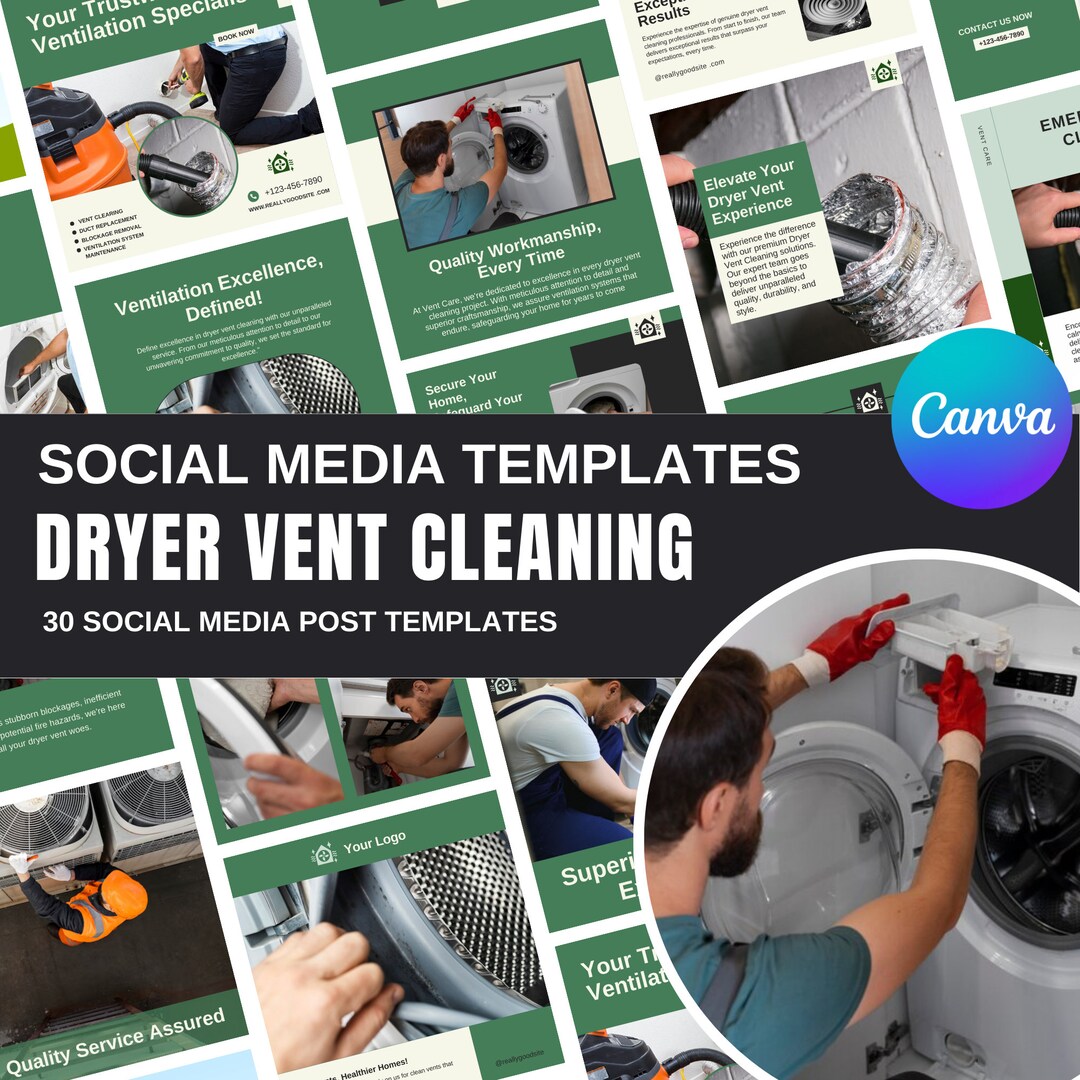 30 Dryer Vent Cleaning Templates 30 Instagram Templates Editable Social ...