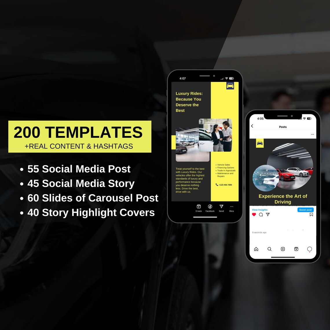 Car Dealers 200 Templates Social Media Posts Real Content Stories ...