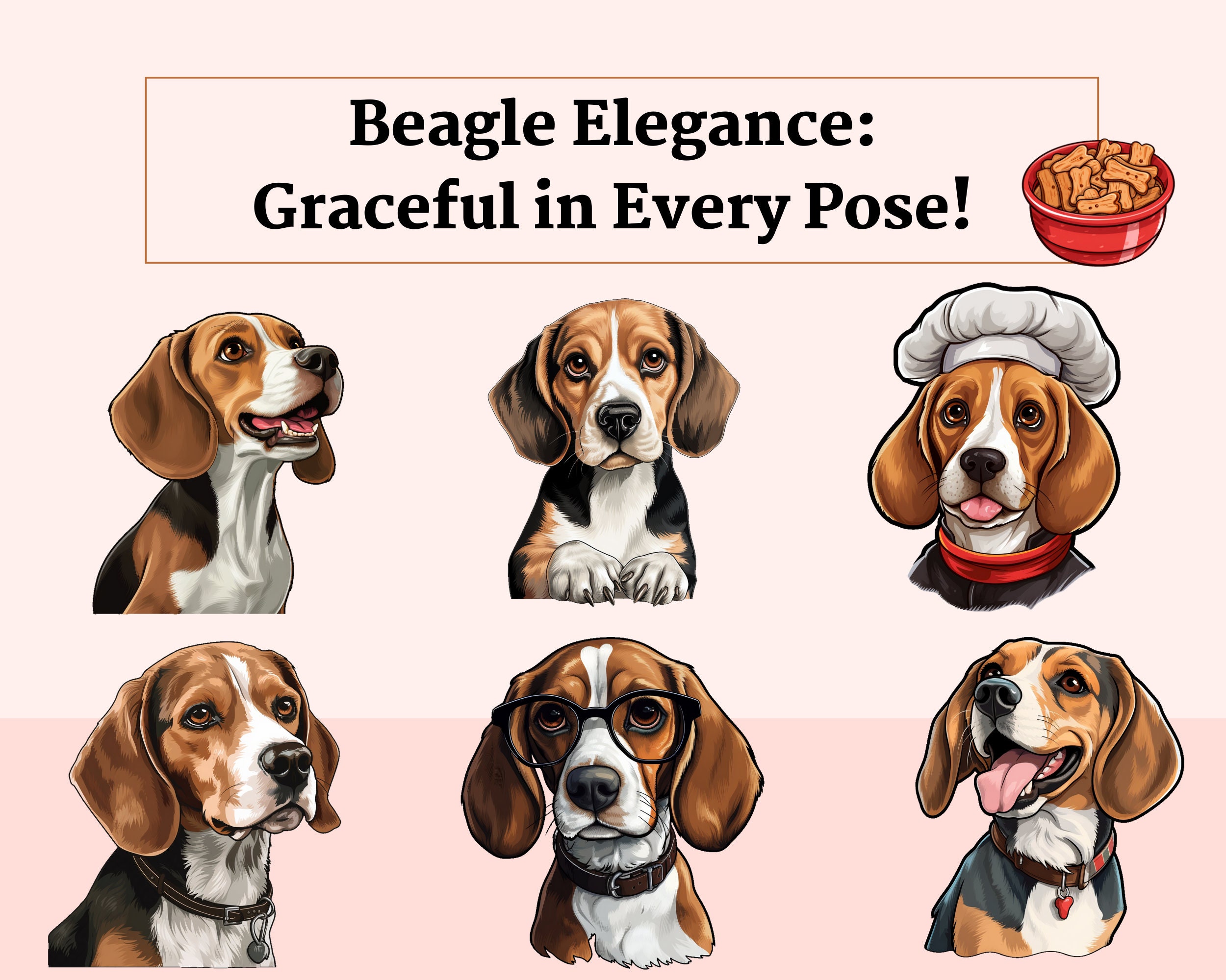 Blissful Beagle Clipart Pack - 58 PNG Images of Charming Beagles for ...
