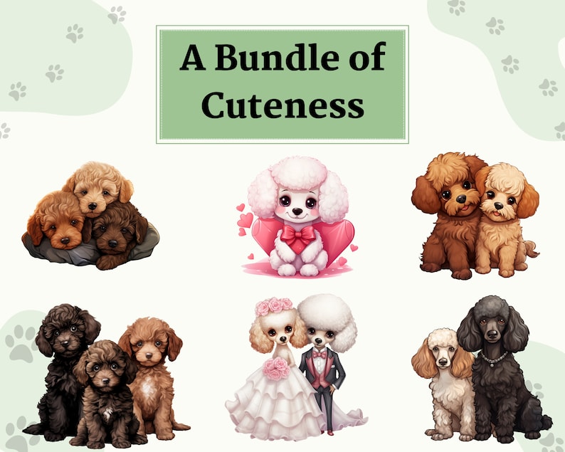 68 Poodle Clipart Pack for Dog Lovers Elegant Poodle Stickers for ...