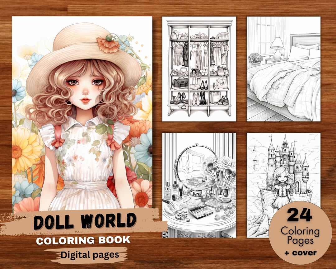 Doll World Coloring Book 24 Pages Doll Line Drawing Doll Sketch Pencil ...