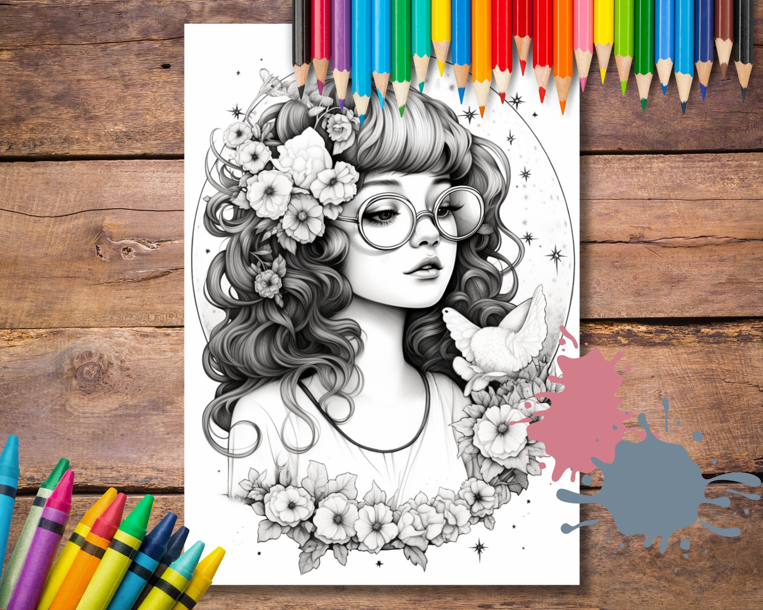 Little Fairies Line Drawing Coloring Book 27 Pages Glasses Fairies ...