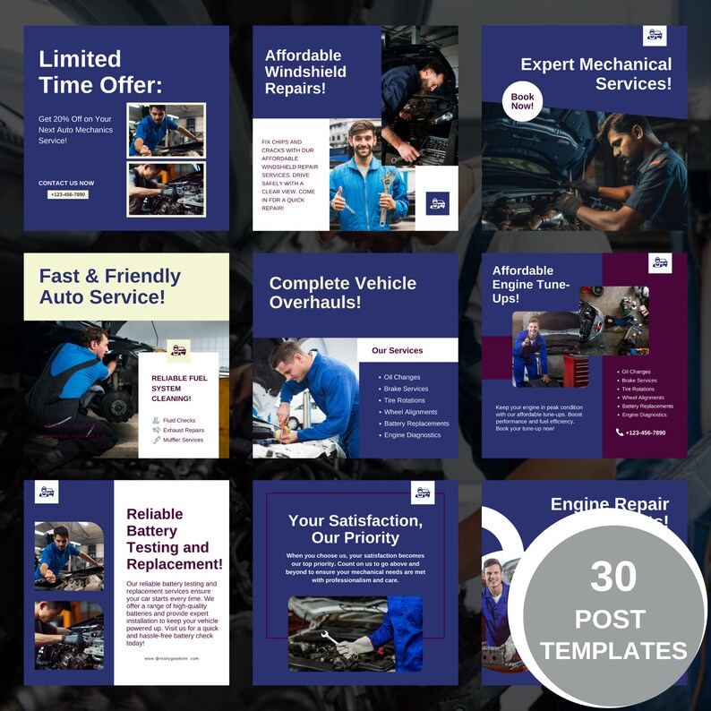Auto Mechanics 60 Editable Templates 30 Social Media Stories 30 Social ...