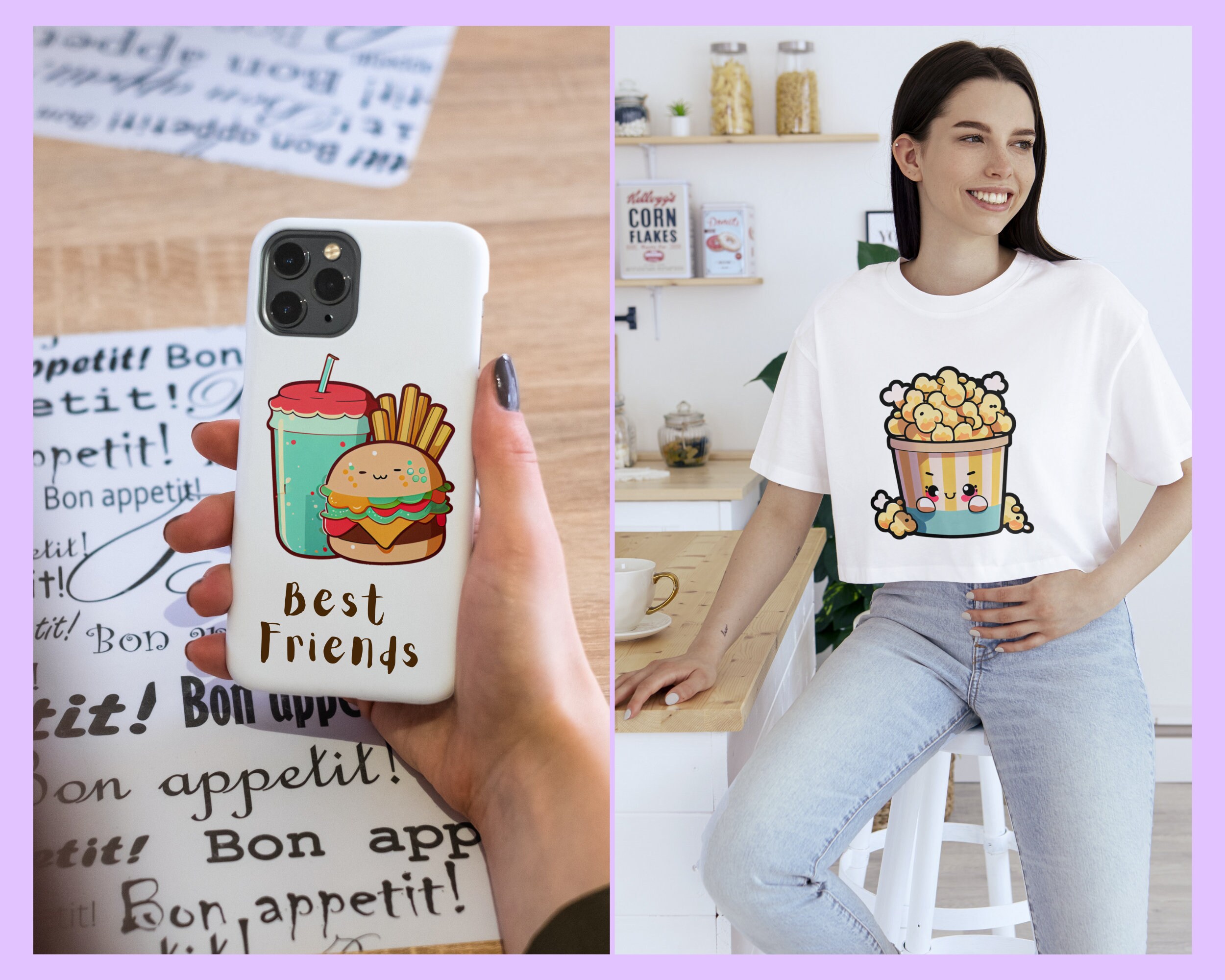 30+ Kawaii Junk Food Sticker & Clipart PNG Pack: Adorable Treats for ...