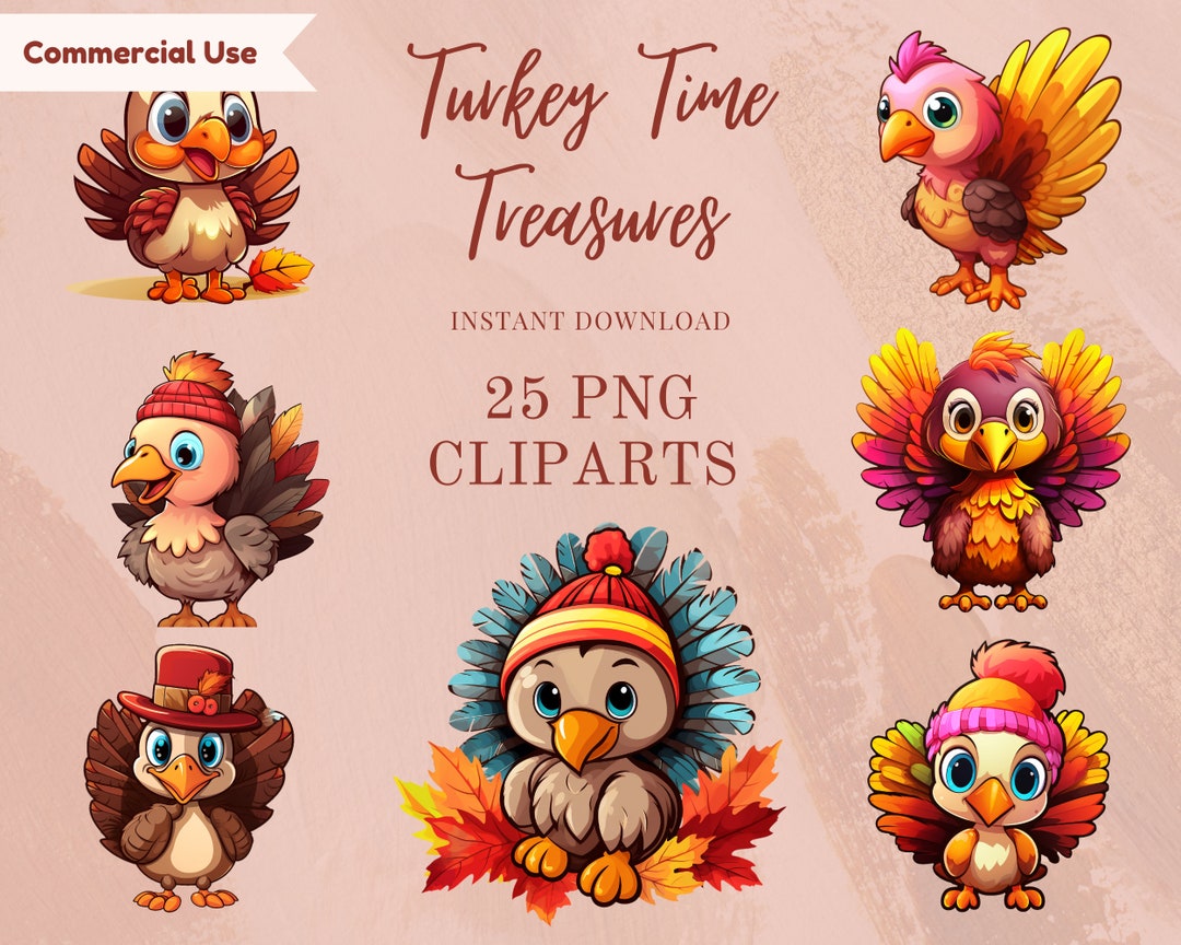 25 Adorable Autumn Vibrant Turkeys Classic Pumpkins Fall - Etsy