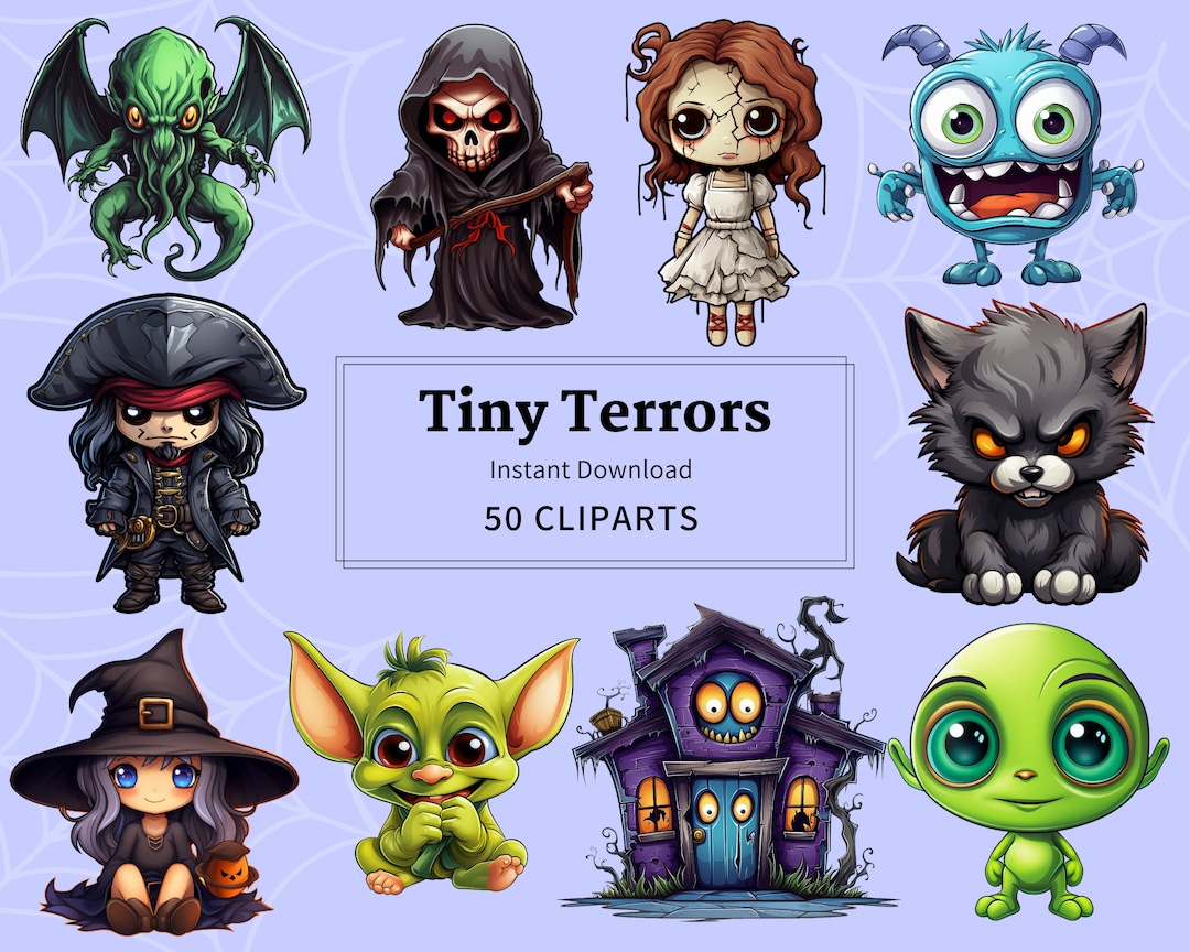 50 Little Monster Clipart Pack Small Monsters Devil Pups Scary Pets ...