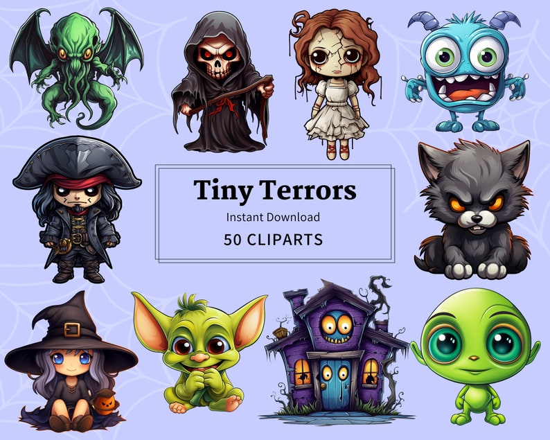 50 Little Monster Clipart Pack Small Monsters Devil Pups Scary Pets ...