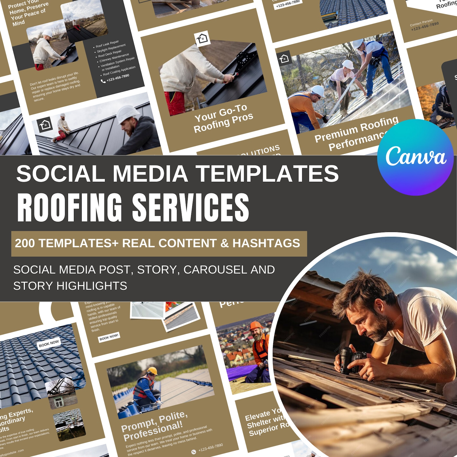 200 Social Media Templates for Roofing Business | Social Media Content ...