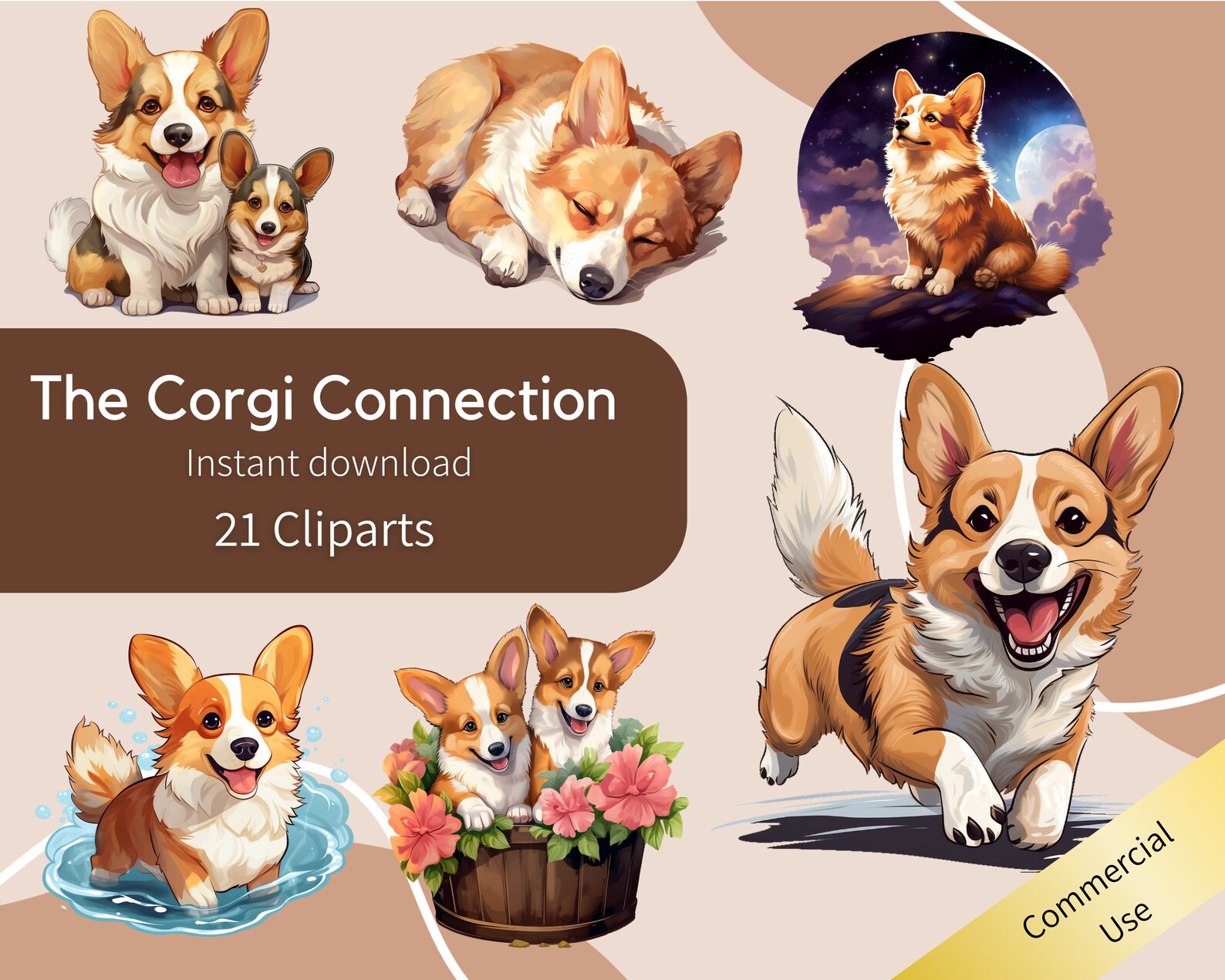 The Corgi Connection 21 Cliparts Pack Pembroke Corgi PNG - Etsy