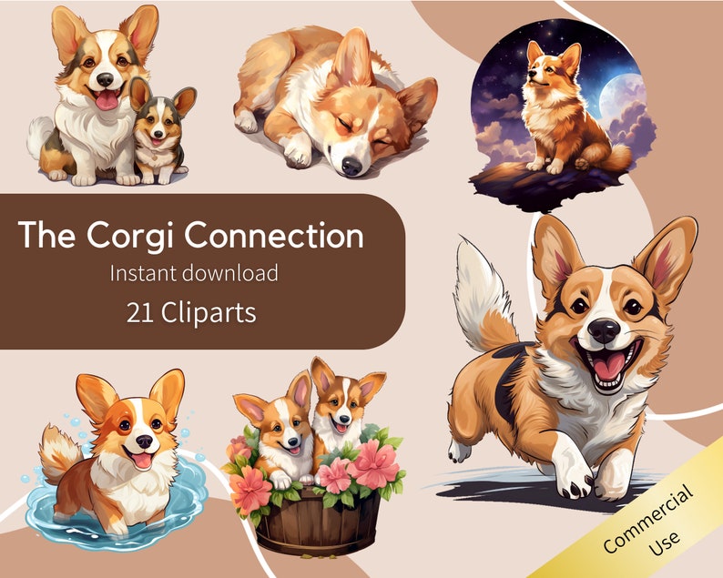 The Corgi Connection 21 Cliparts Pack Pembroke Corgi PNG - Etsy