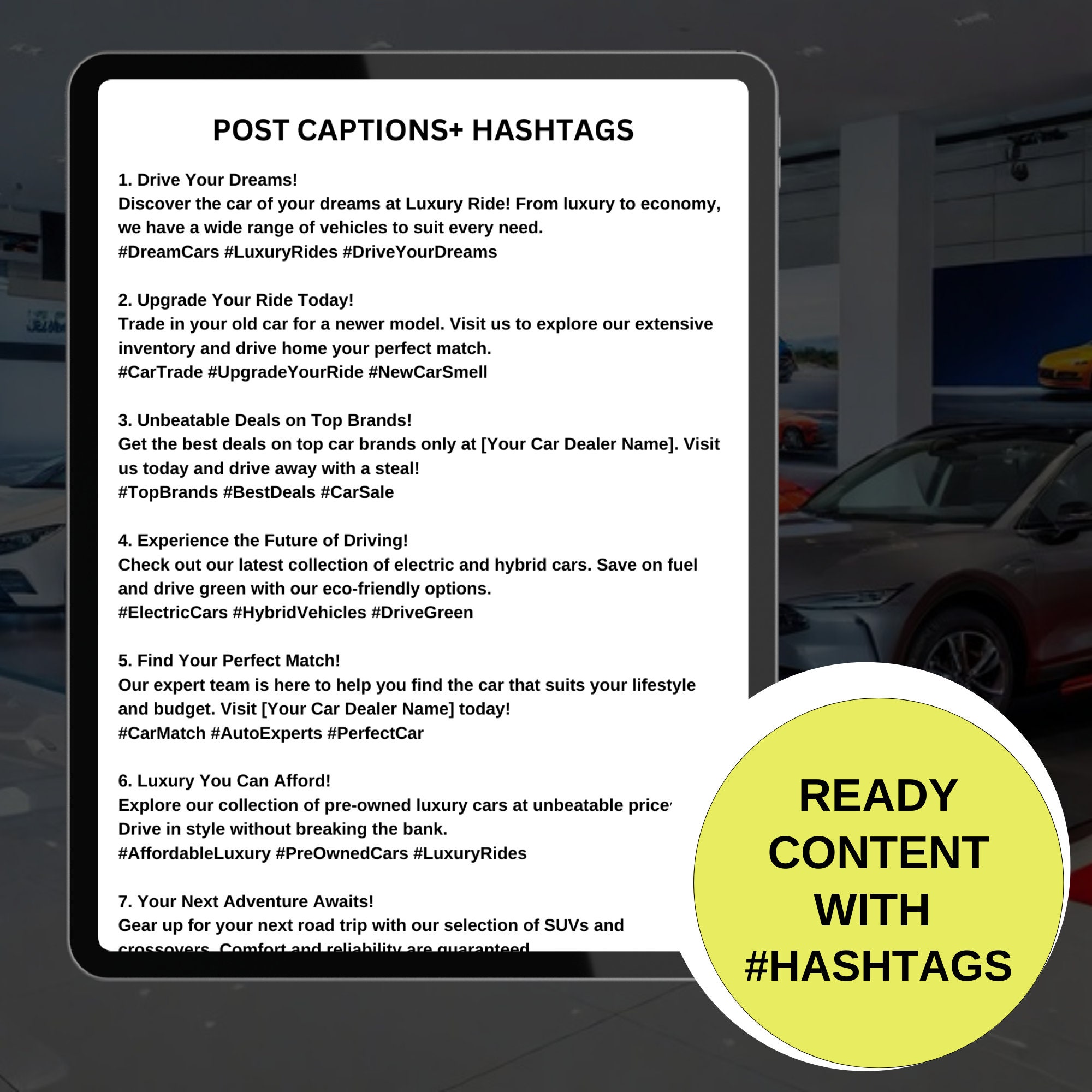 Car Dealers 200 Templates Social Media Posts Real Content Stories ...