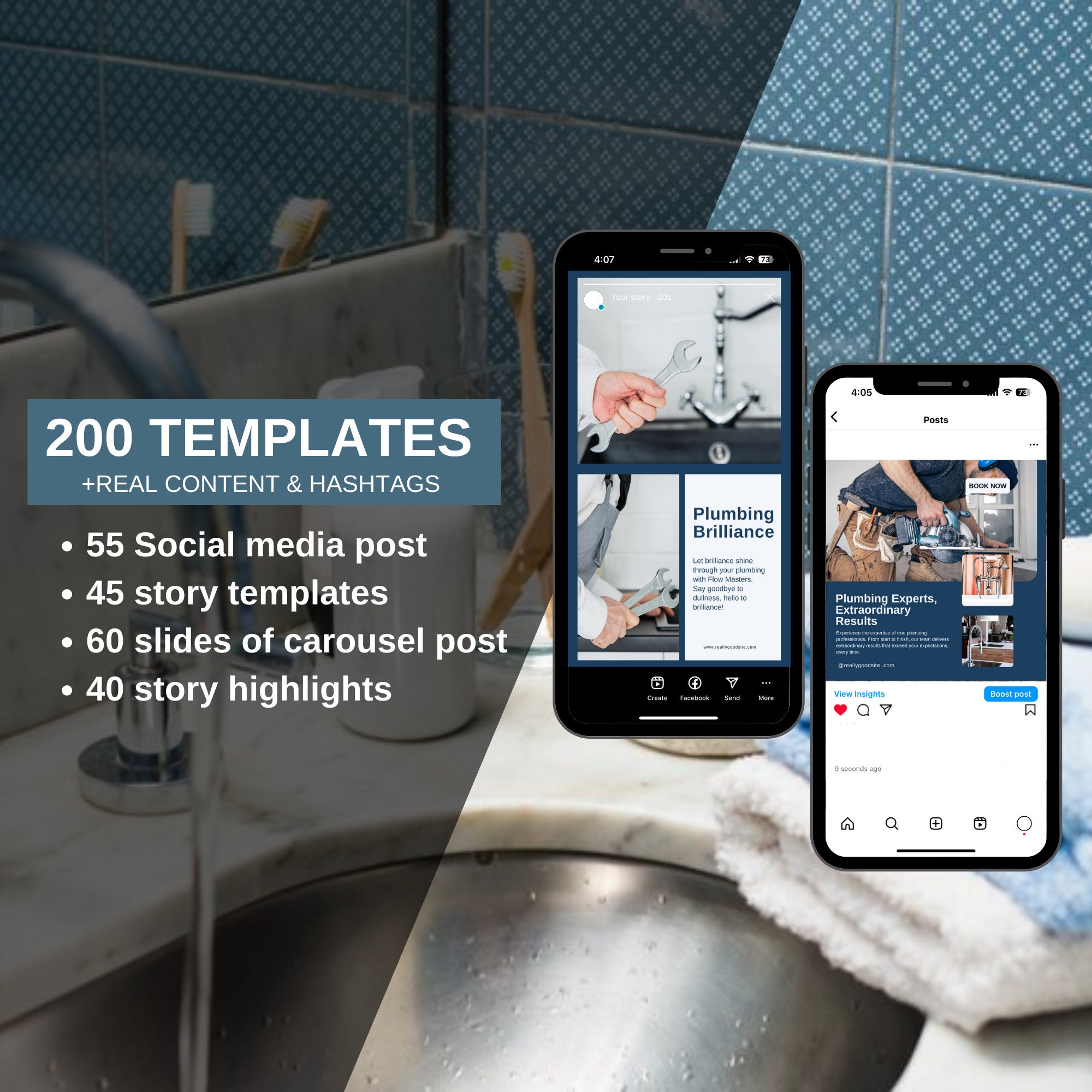 Plumber Instagram Post Templates, Plumbing Service Instagram Stories ...