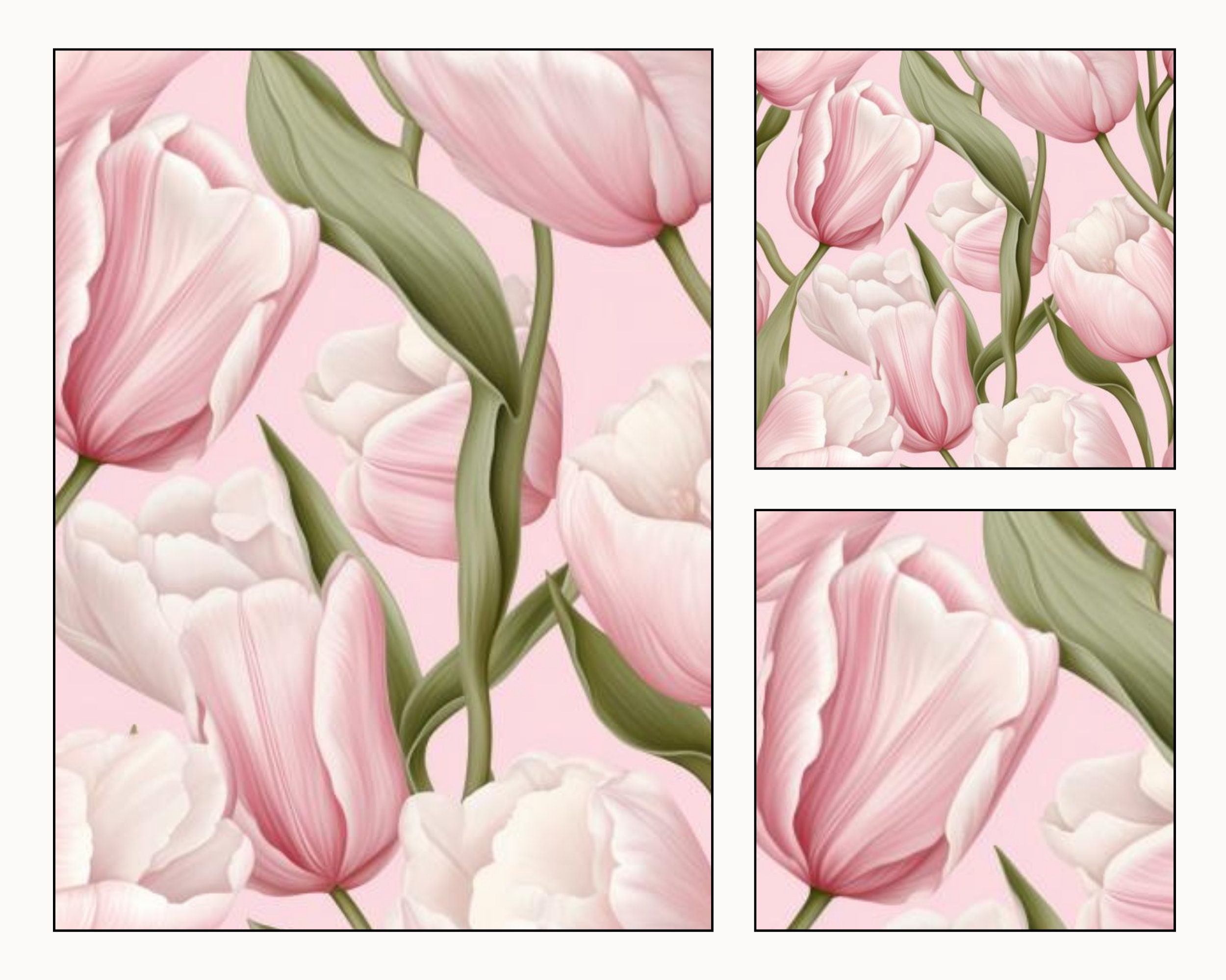 Pink Tulips Watercolor Seamless Pattern Tile for Commercial Use Digital ...