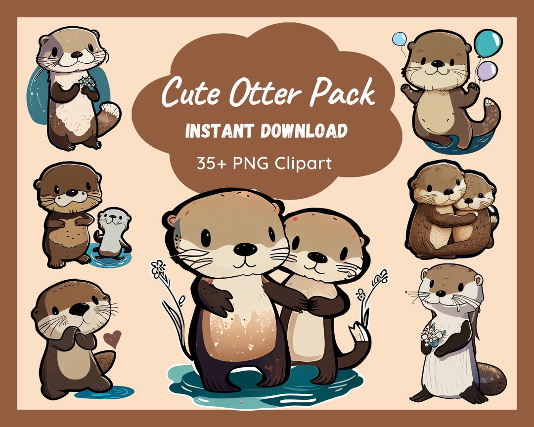 Cute Otter PNG Clipart Pack - 35+ Charming Otter Designs for Crafts ...