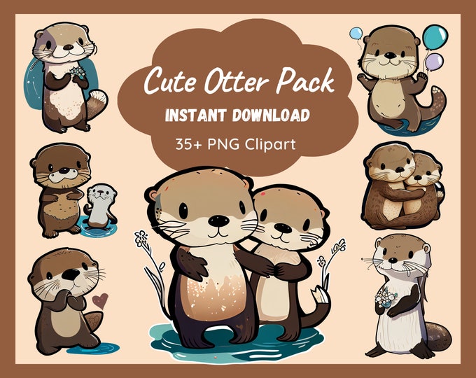 Premium Vector Clipart - Kawaii Otters - Cute Otters Clipart Set - High ...