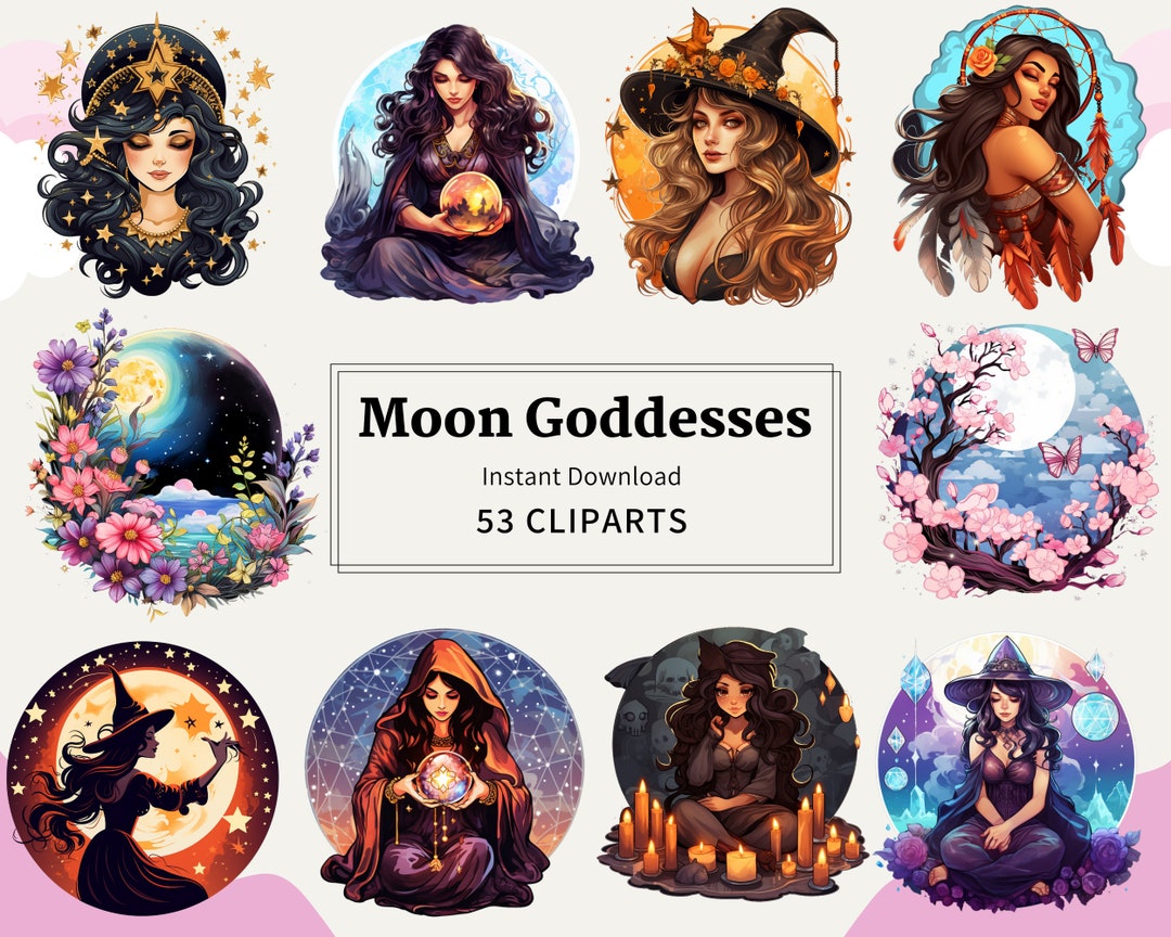53 Moon Goddesses Clipart Pack Celestial Divine Elements High-quality ...