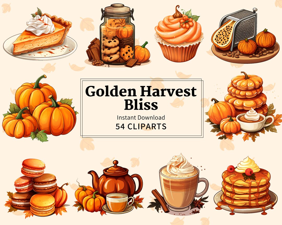 54 Pumpkin Spice Clipart Pack Autumn Fall Flavors Cozy Seasonal ...
