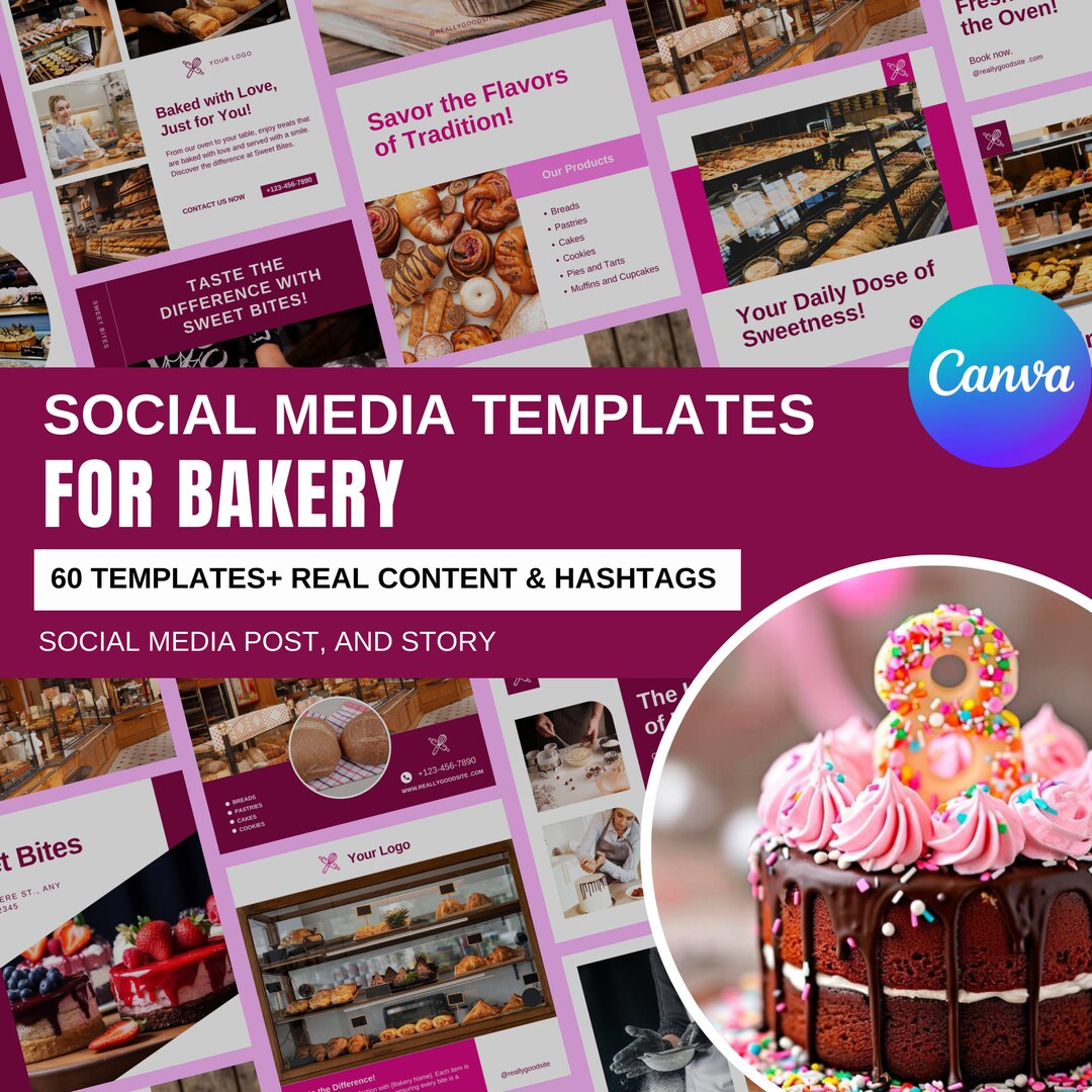 60 Bakery Social Media Templates 30 Posts Templates 30 Stories ...