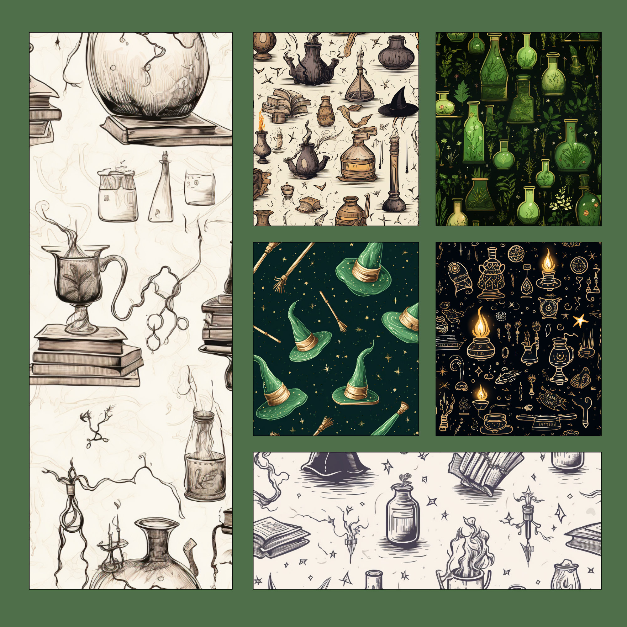 Wizard Pattern Digital Paper, Seamless Pattern, Wizard Junk Journal ...