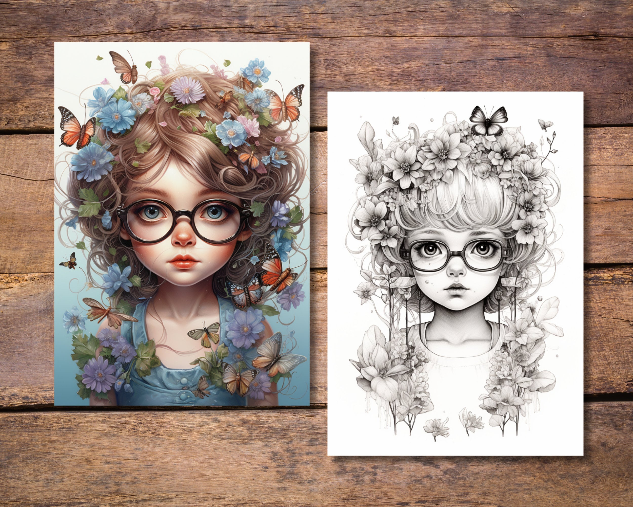 Little Fairies Line Drawing Coloring Book 27 Pages Glasses Fairies ...