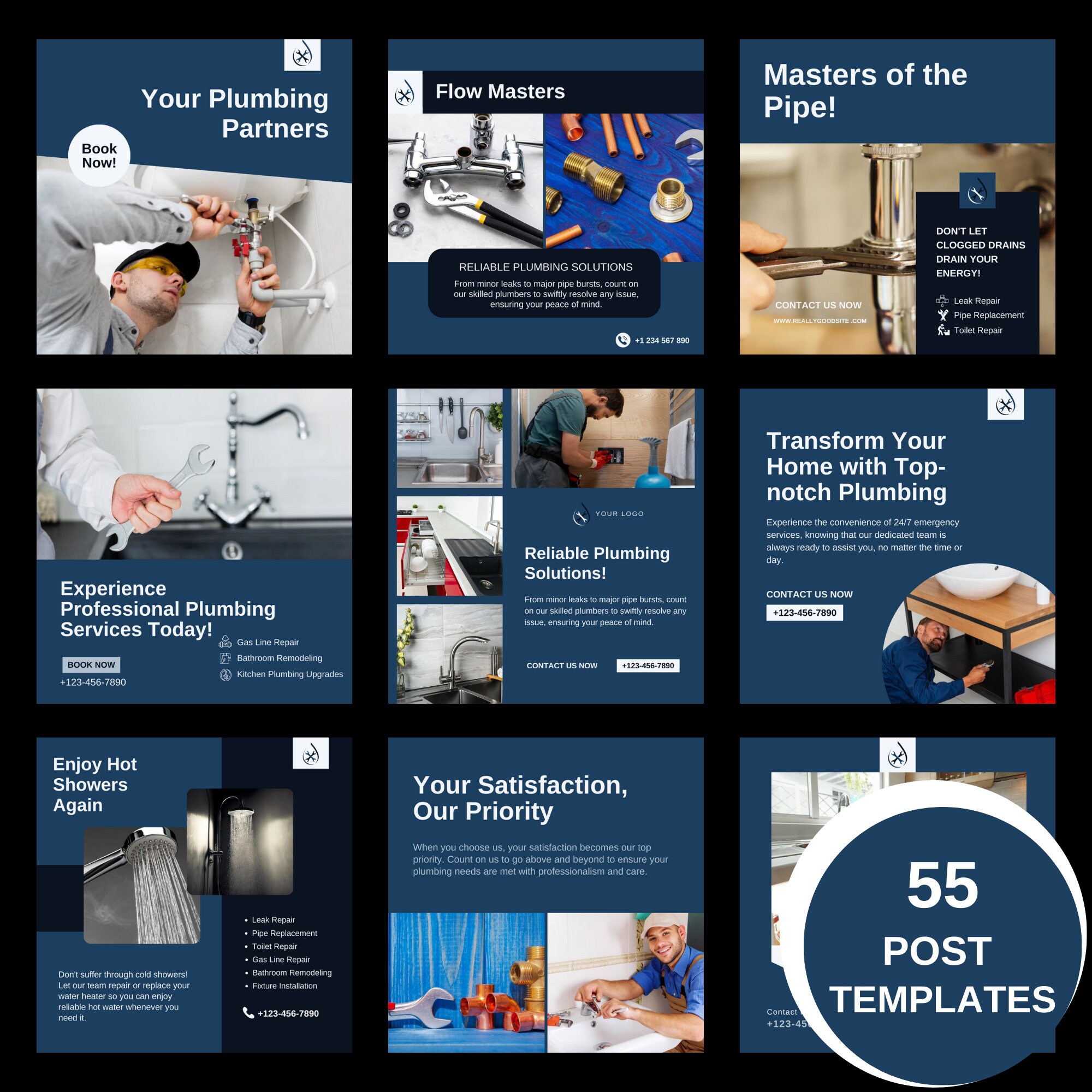 Plumber Instagram Post Templates, Plumbing Service Instagram Stories ...