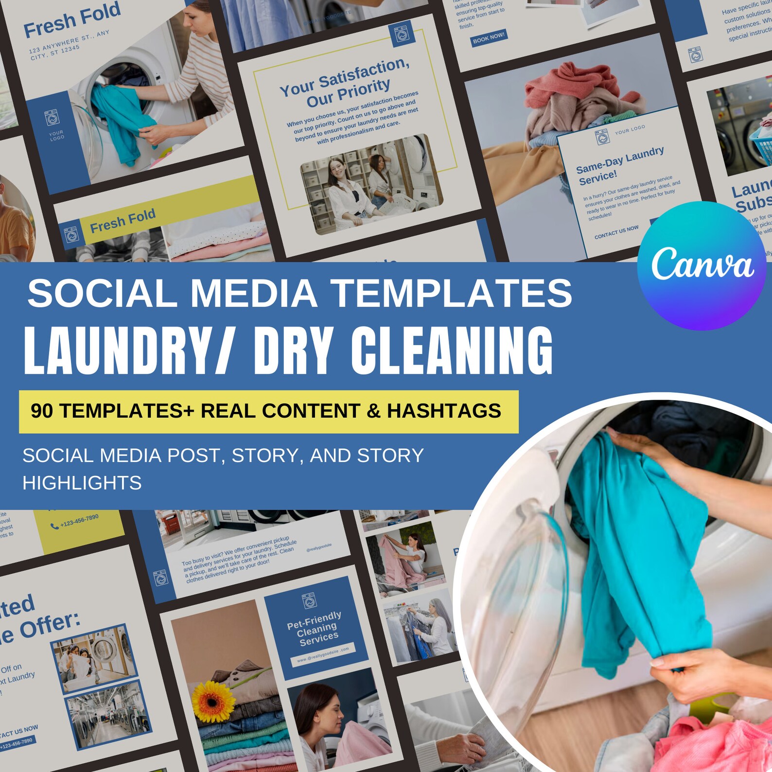 Laundry Dry Cleaning 90 Business Templates Editable Social Media Post ...