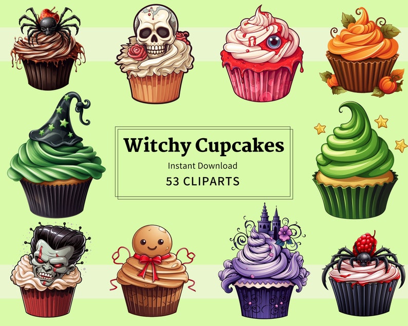53 Witchy Cupcakes Cliparts Scary Cupcakes for Social Media Cliparts ...