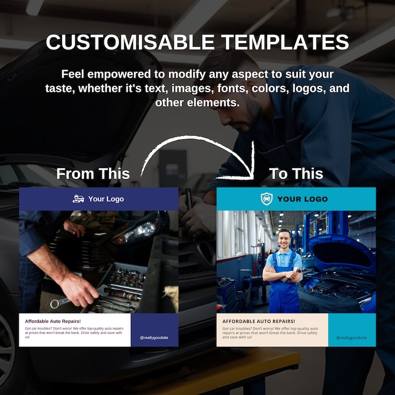Auto Mechanics 60 Editable Templates 30 Social Media Stories 30 Social ...