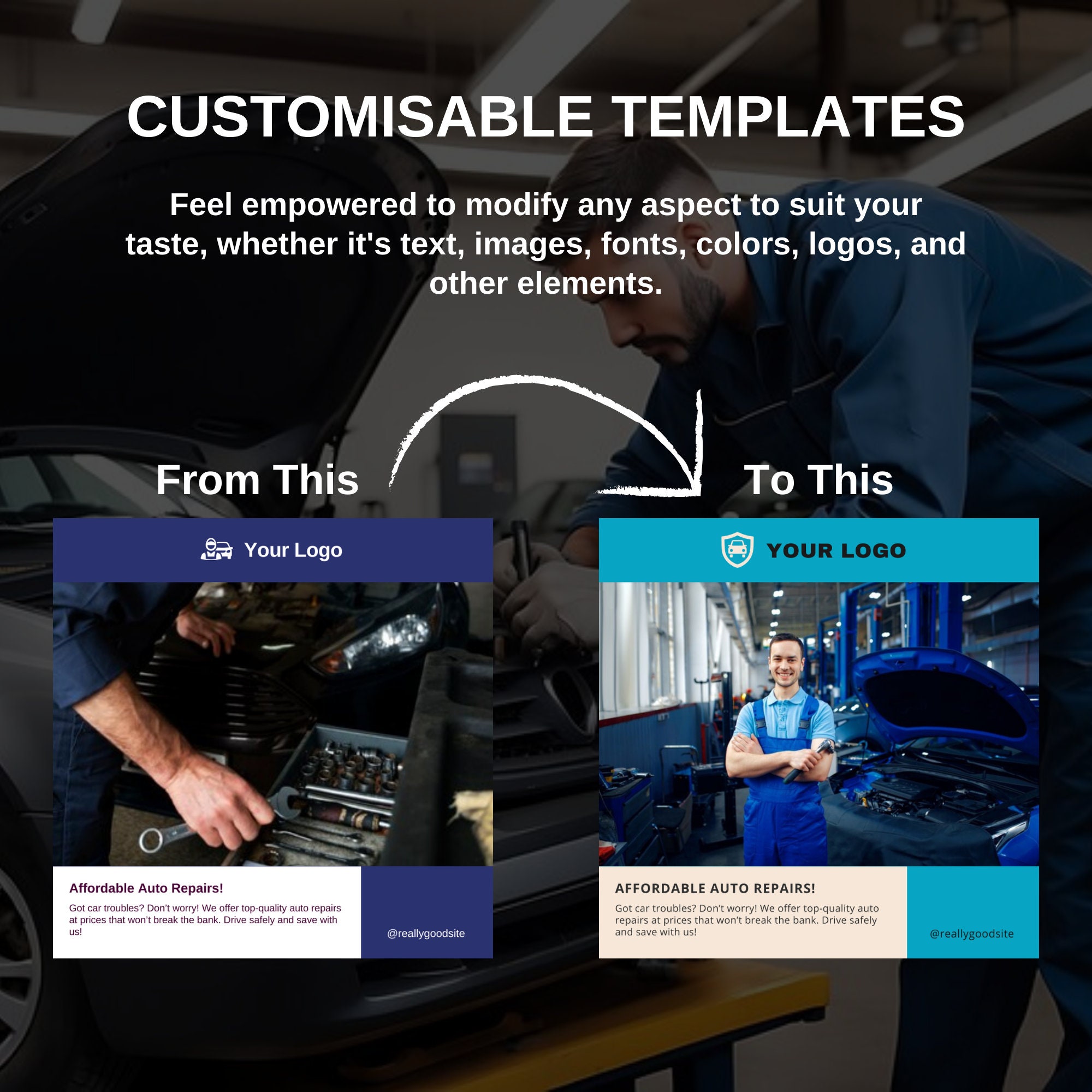 Auto Mechanics 60 Editable Templates 30 Social Media Stories 30 Social ...