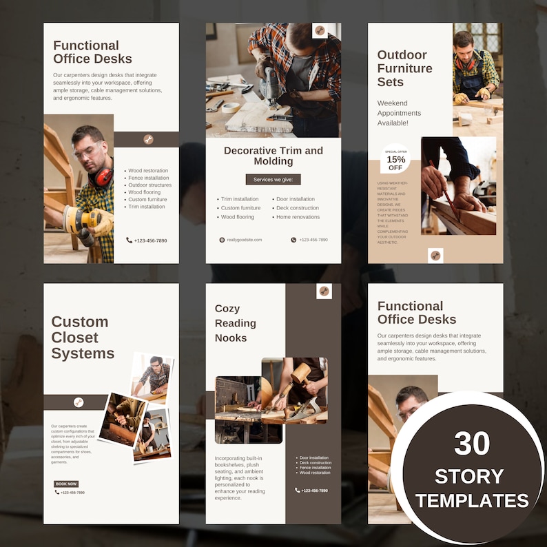 Carpenter Business 60 Social Media Templates 30 Story Templates 30 ...