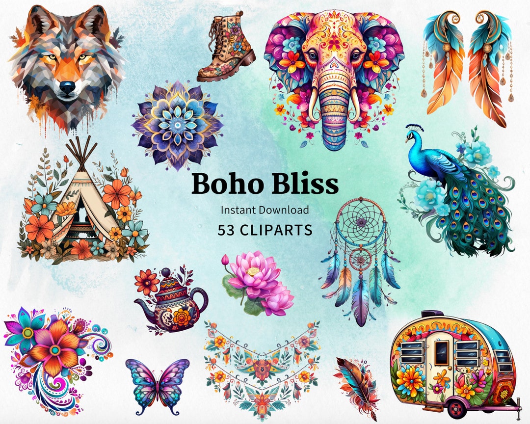 53 Boho Bliss Cliparts Ideal Imagery for Bohemian - Etsy