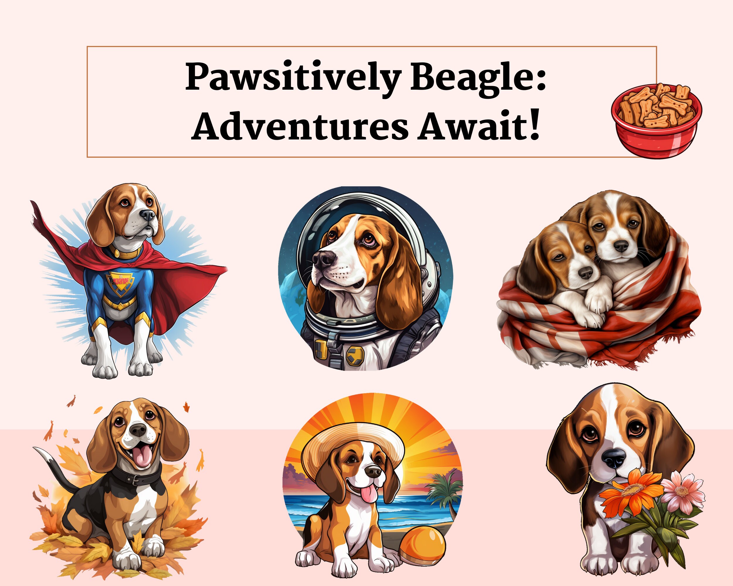 Blissful Beagle Clipart Pack - 58 PNG Images of Charming Beagles for ...