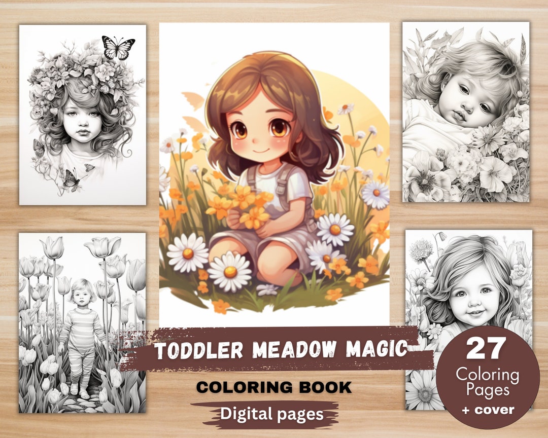 Toddler Meadows Magic Coloring Book 27 Pages Cute Little Toddle Girl ...