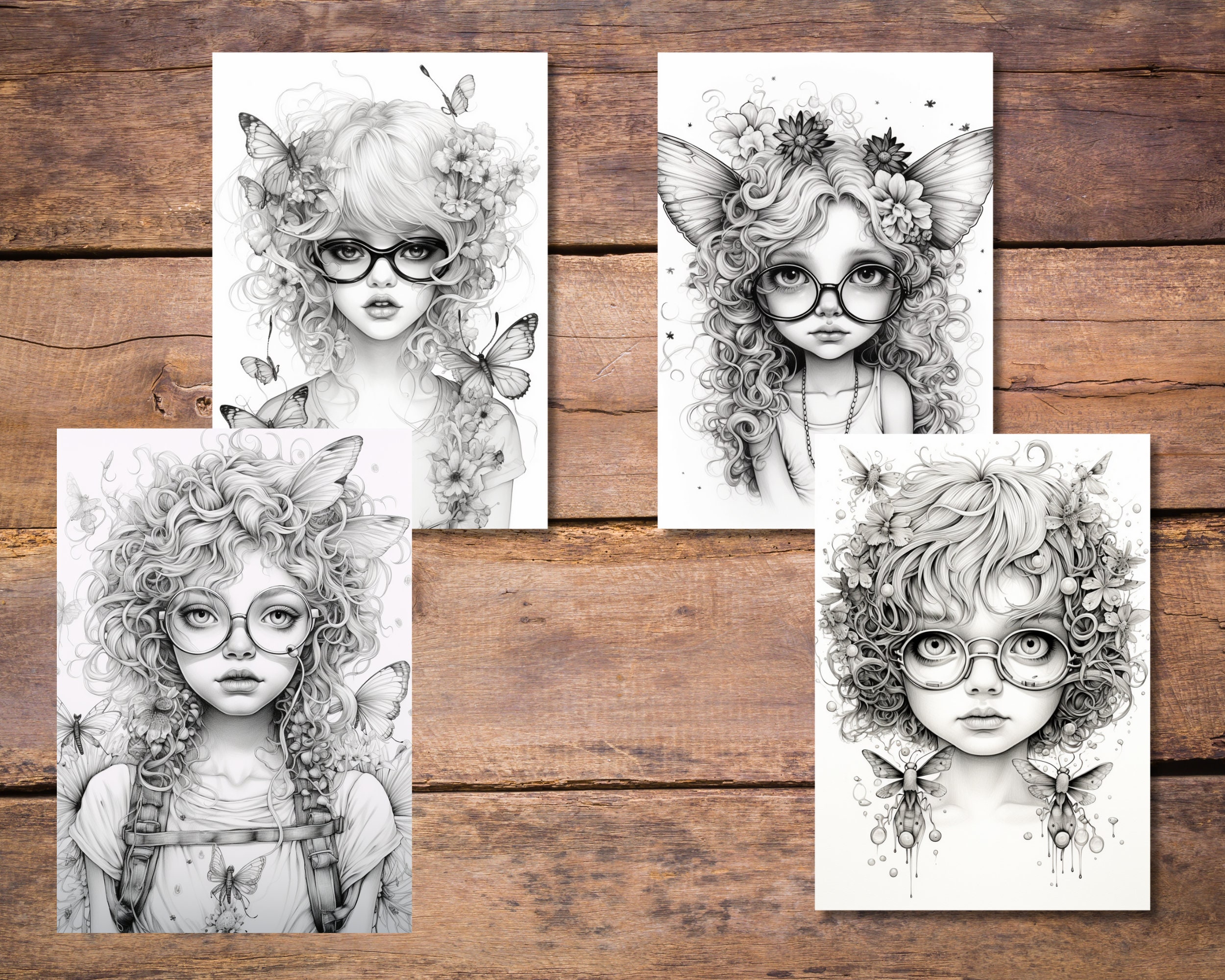 Little Fairies Line Drawing Coloring Book 27 Pages Glasses Fairies ...