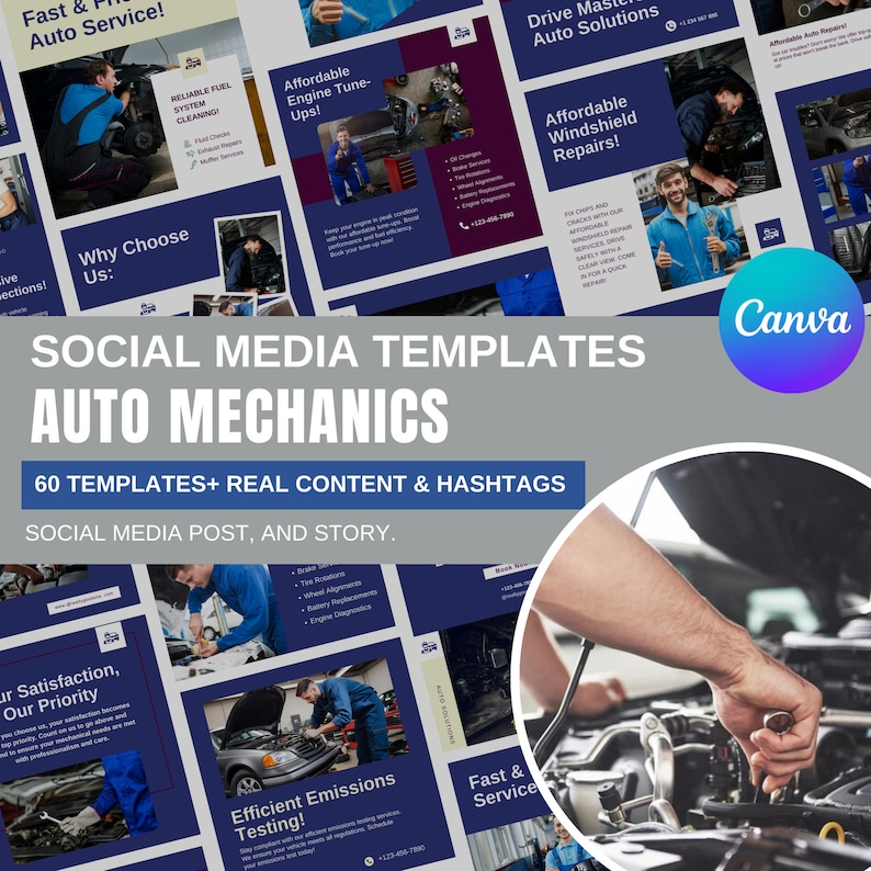 Auto Mechanics 60 Editable Templates 30 Social Media Stories 30 Social ...